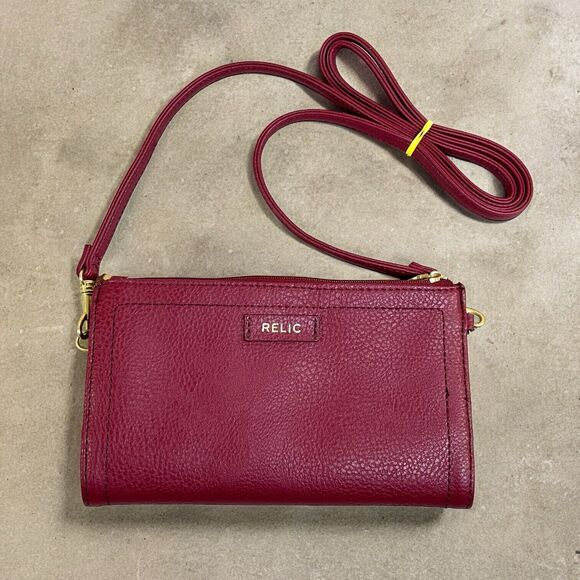 Relic | Bags | Relic By Fossil Wallet Crossbody Purse Red Pebbled Faux ...